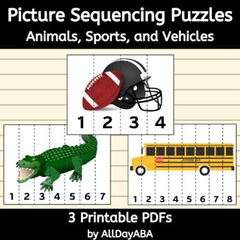 Picture Sequencing Puzzle Bundle - Number Puzzles - Animals, Sports ...
