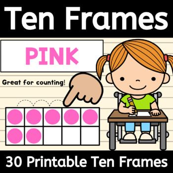 Pink Printable Ten Frames with Blank Frame for Counting to 10