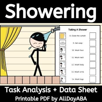 Taking A Shower Task Analysis Showering Visual Schedule and Data Sheet ...