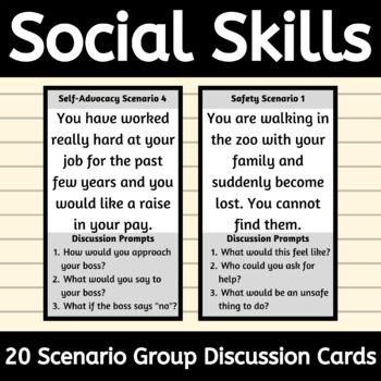 Social Skills Scenario Discussion Cards for Middle School and High ...