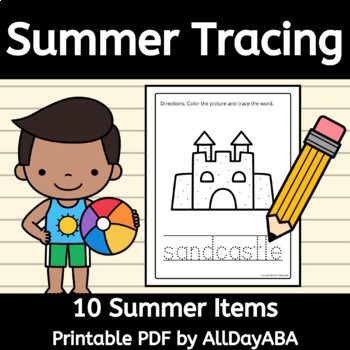 Summer Word Tracing Pages - End of the Year Coloring Sheets, Trace ...