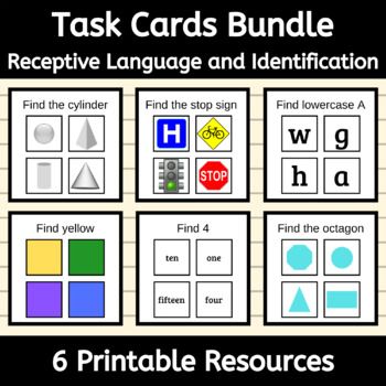 Receptive Language and Receptive Identification Task Cards Bundle for ABA
