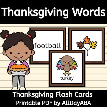 Thanksgiving Sight Words Flash Cards for Matching with Pictures ...