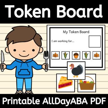 Thanksgiving Token Board with Tokens for ABA Therapy and Behavior ...