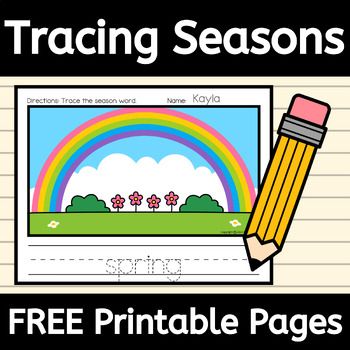 FREE Tracing Worksheets for Four Seasons Words: Spring, Summer, Fall ...