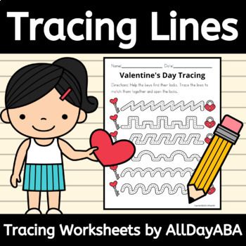 Valentine's Day Tracing Lines Worksheets for Prewriting and ...
