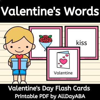 Valentines Day Sight Words Flash Cards for Matching with Pictures ...