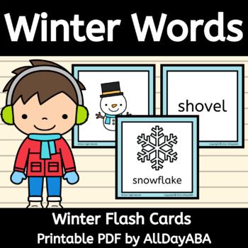 Winter Sight Words Flash Cards for Matching Pictures Practice with ABA ...