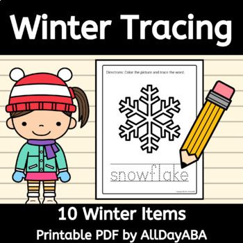 Winter Word Tracing Pages - December Coloring Sheets, Trace Writing ...