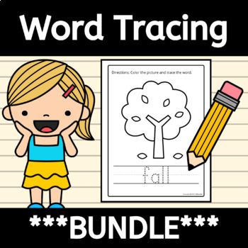 Word Tracing Worksheets BUNDLE - Coloring Sheets Trace Pages Writing ...