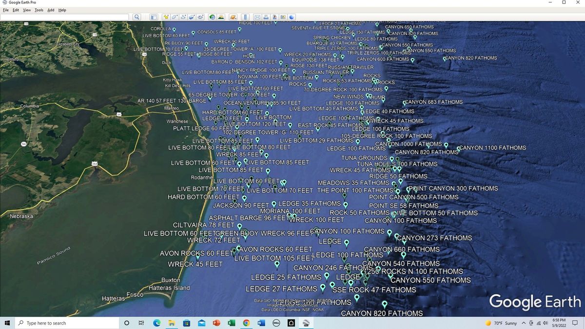 Oregon Inlet Digital GPS Fishing Map