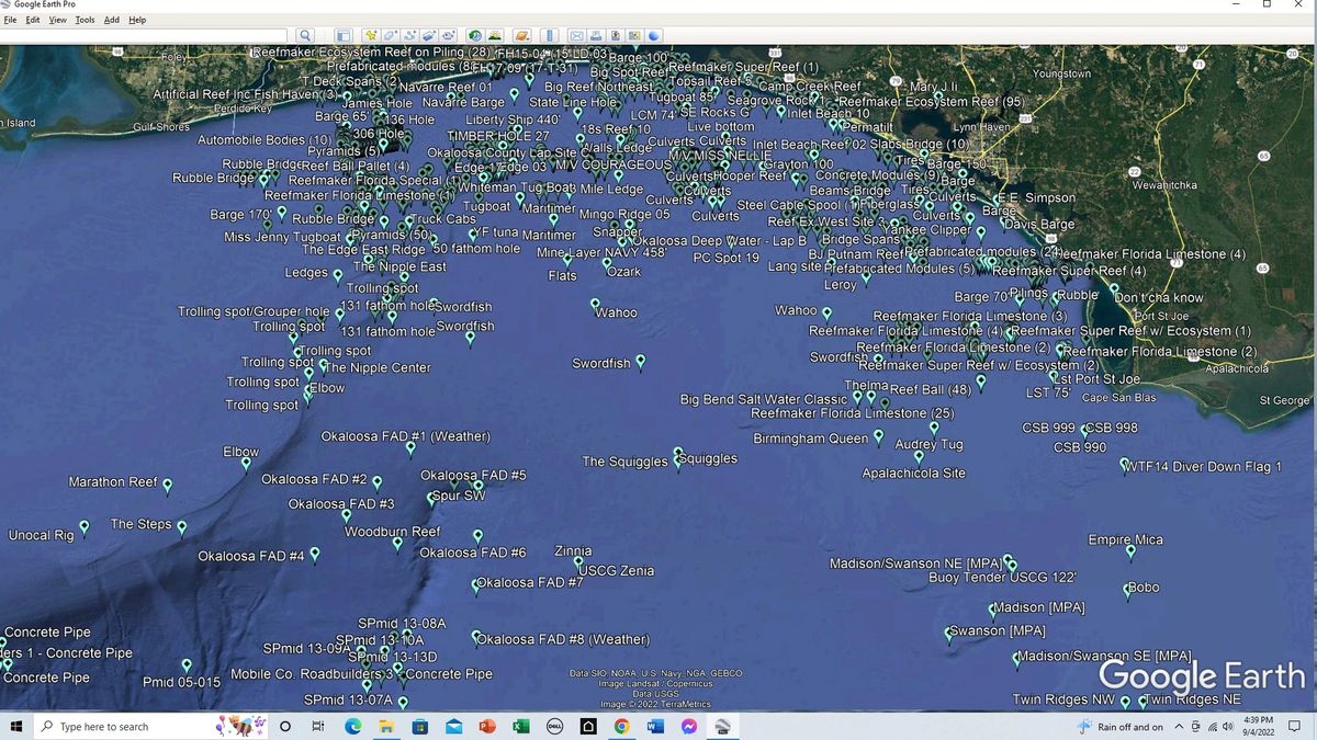 Florida Panhandle Digital Fishing Map