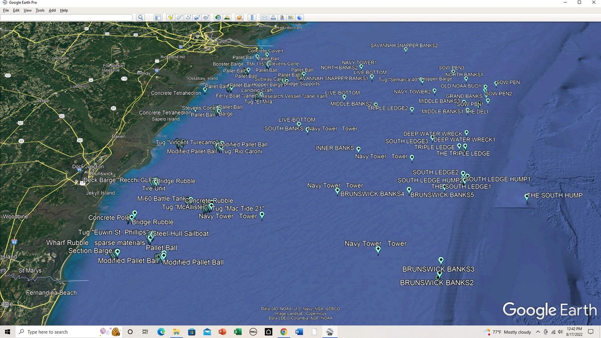 Georgia Digital GPS Fishing Map