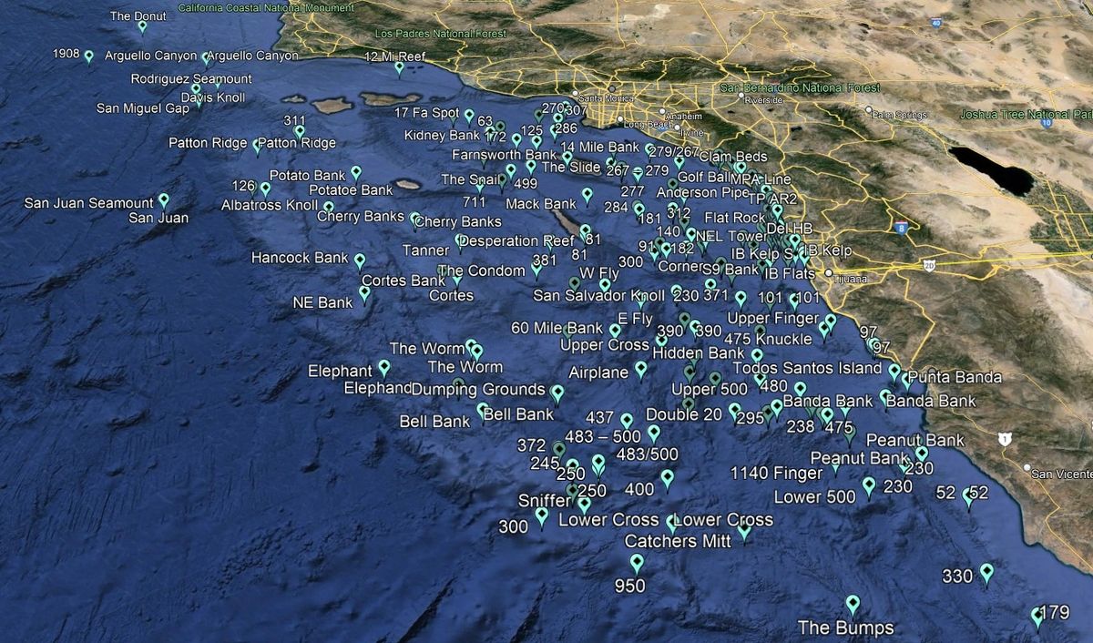 Southern California Digital GPS Fishing Map
