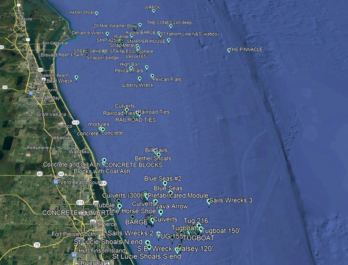 Canaveral/Sebastian/Ft Pierce Digital GPS Fishing Map