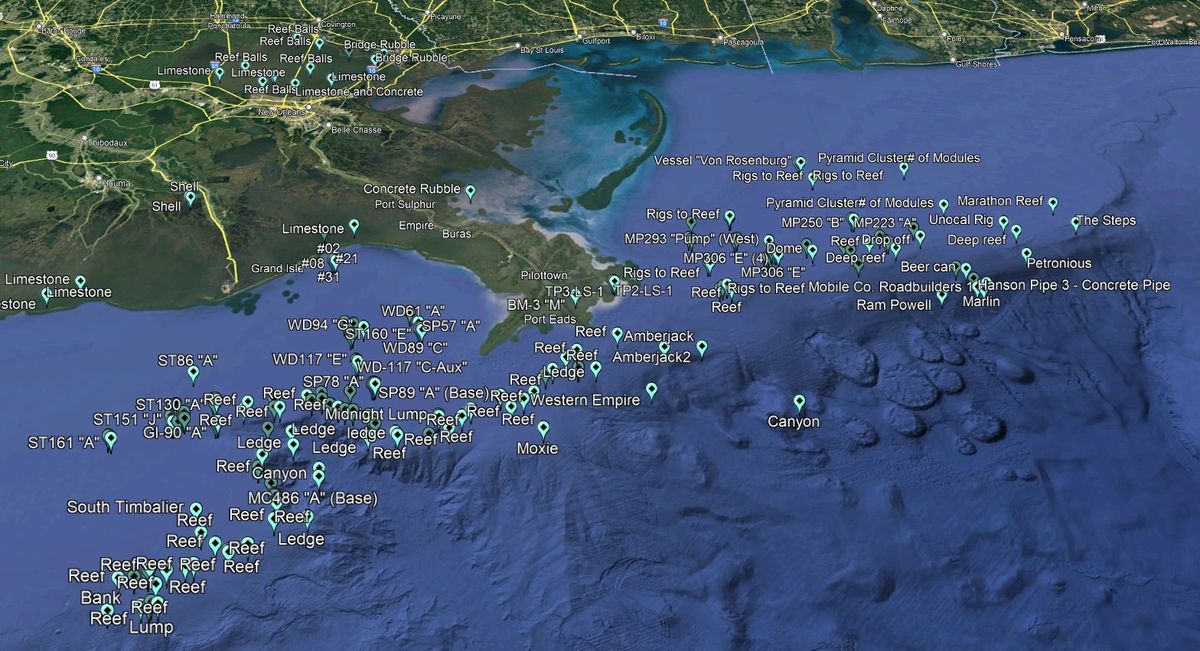 Louisiana South Digital GPS Fishing Map