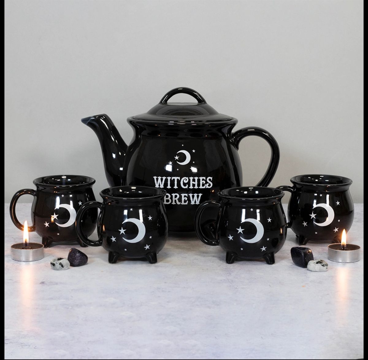 Witches Brew Ceramic Cauldron Tea Set