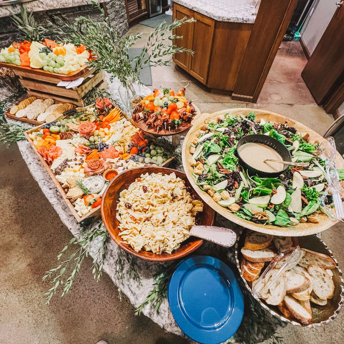 Cocktail hour Catering Table set up