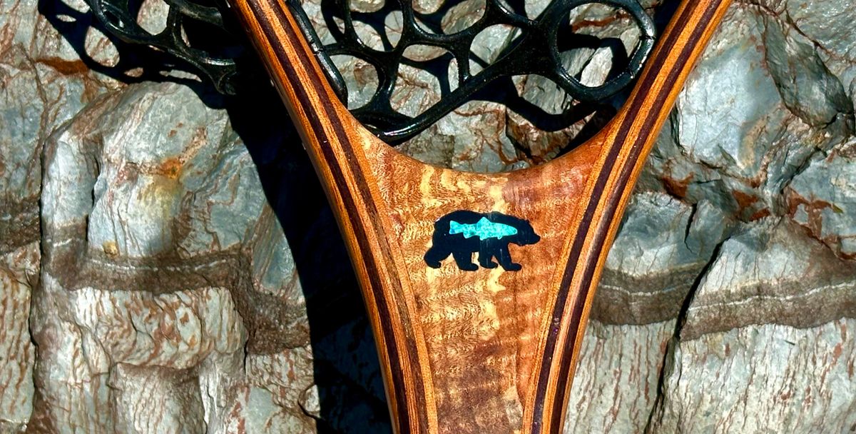 Custom Wood Fly Fishing Net STREAM #1744 Spalted Curly Maple with Bear ...