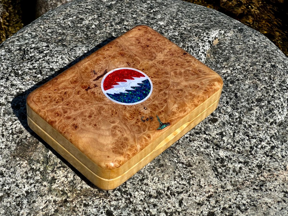 Custom Wood Fly Fishing Fly Box DRY #420 Western Maple Burl with Dead ...