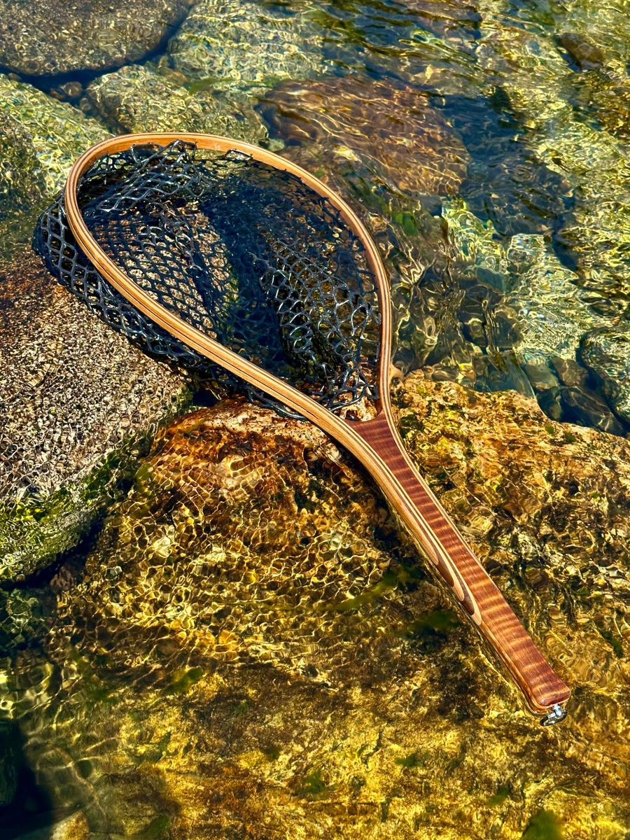 Custom Wood Fly Fishing Net Tailwater #825 Roasted Curly Maple