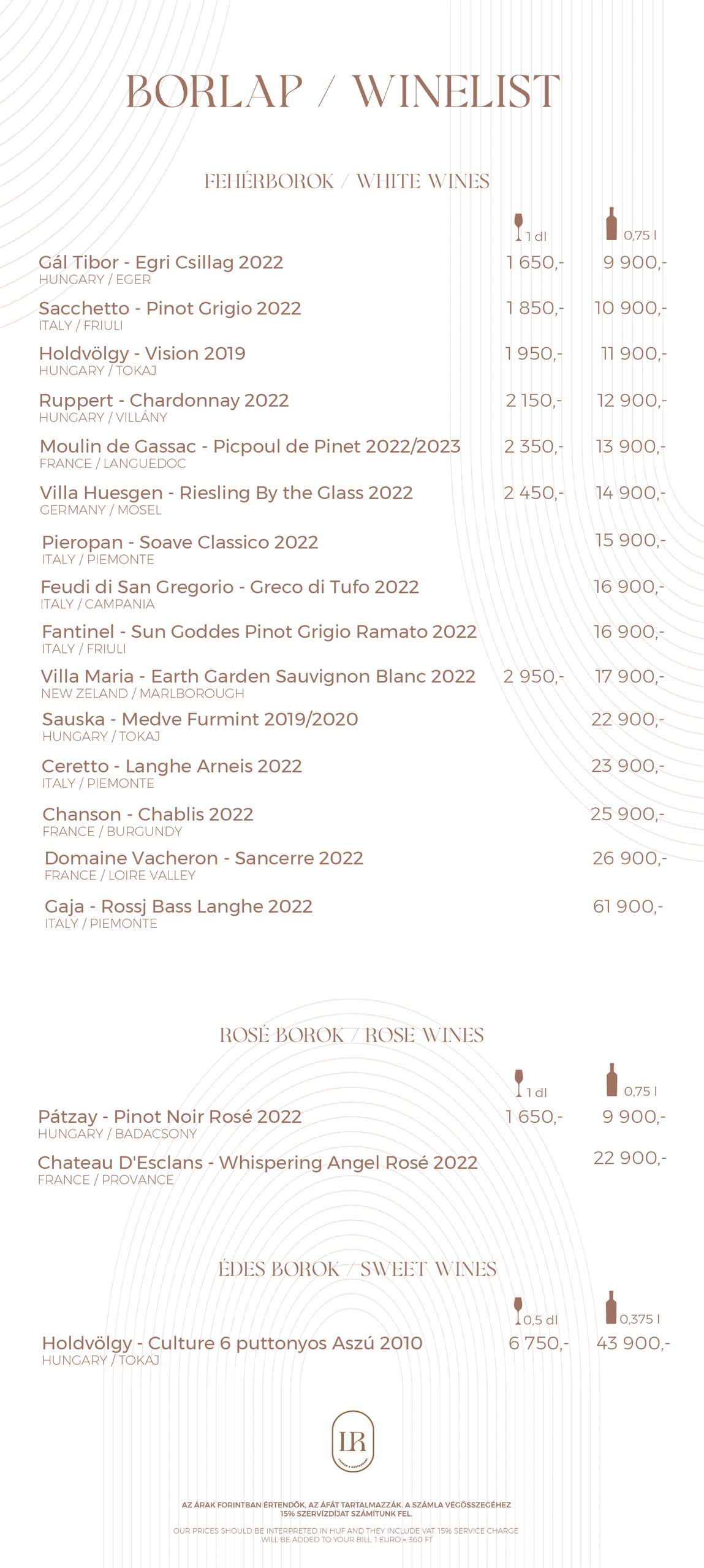 Wine list
