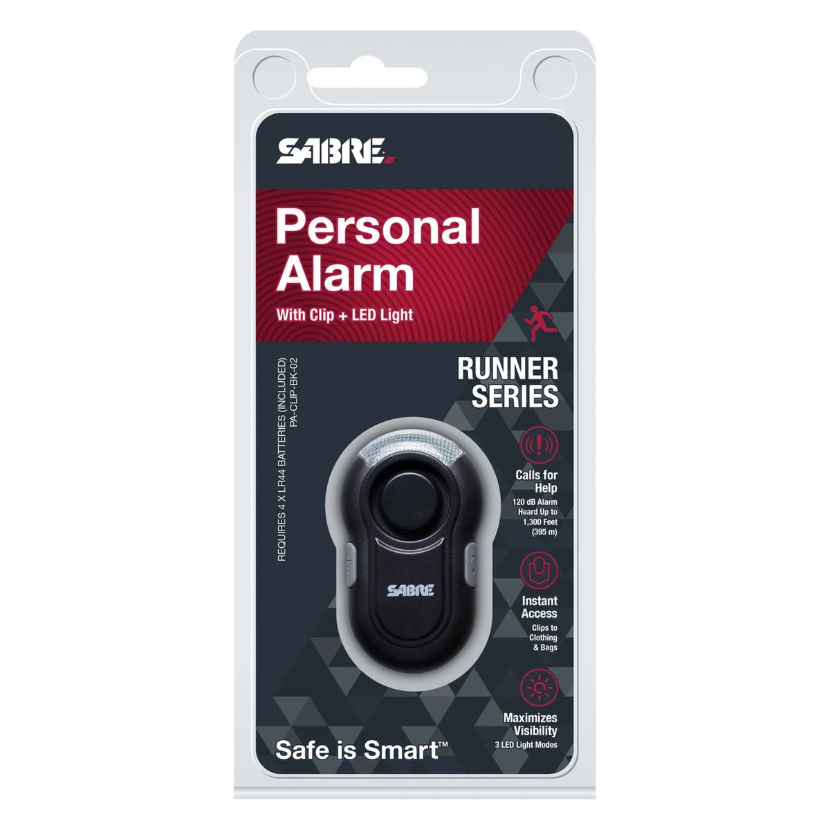 SABRE 2 IN 1 CLIP ON PERSONAL ALARM W/ LED LIGHT