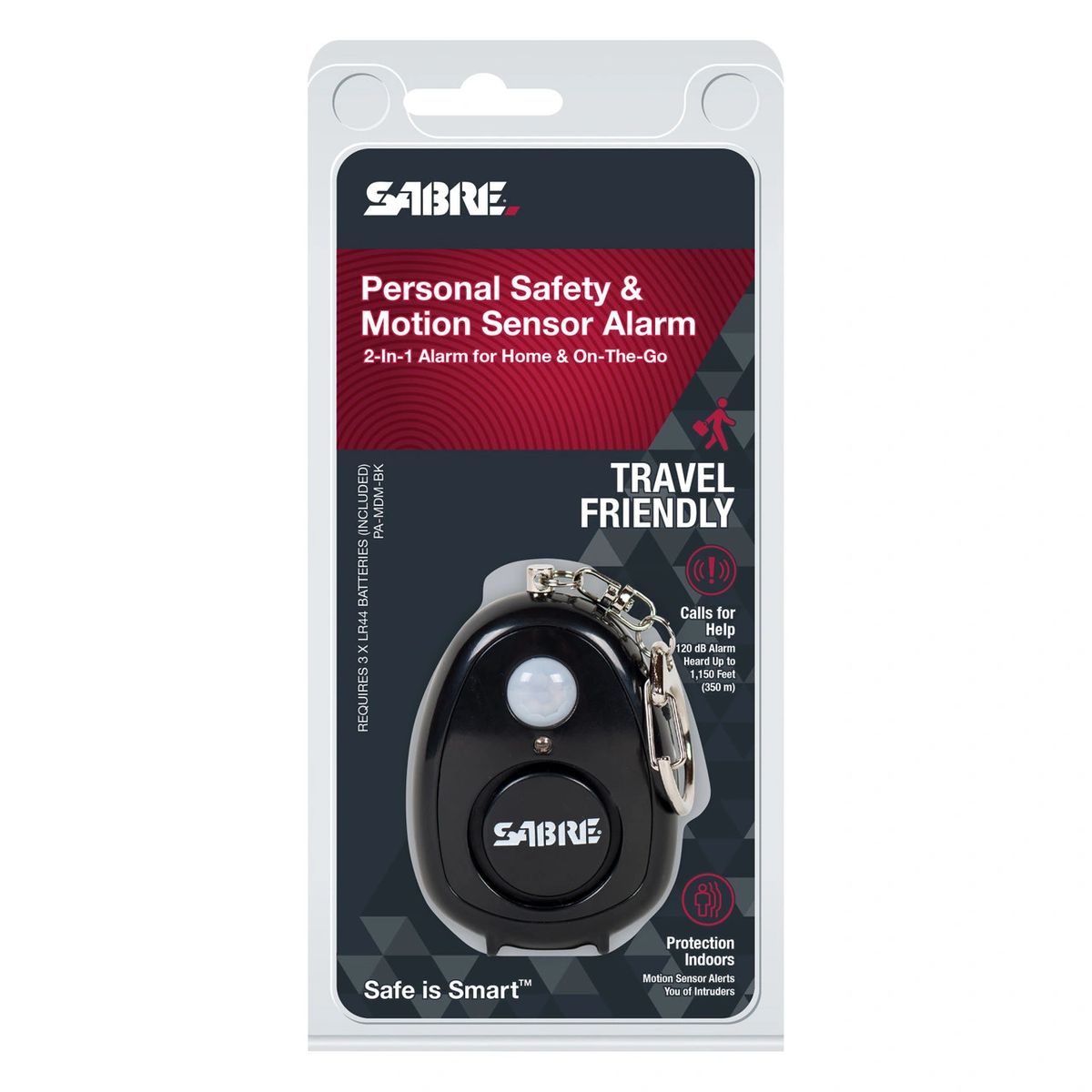 SABRE 2 IN 1 PERSONAL ALARM W/ MOTION DETECTOR