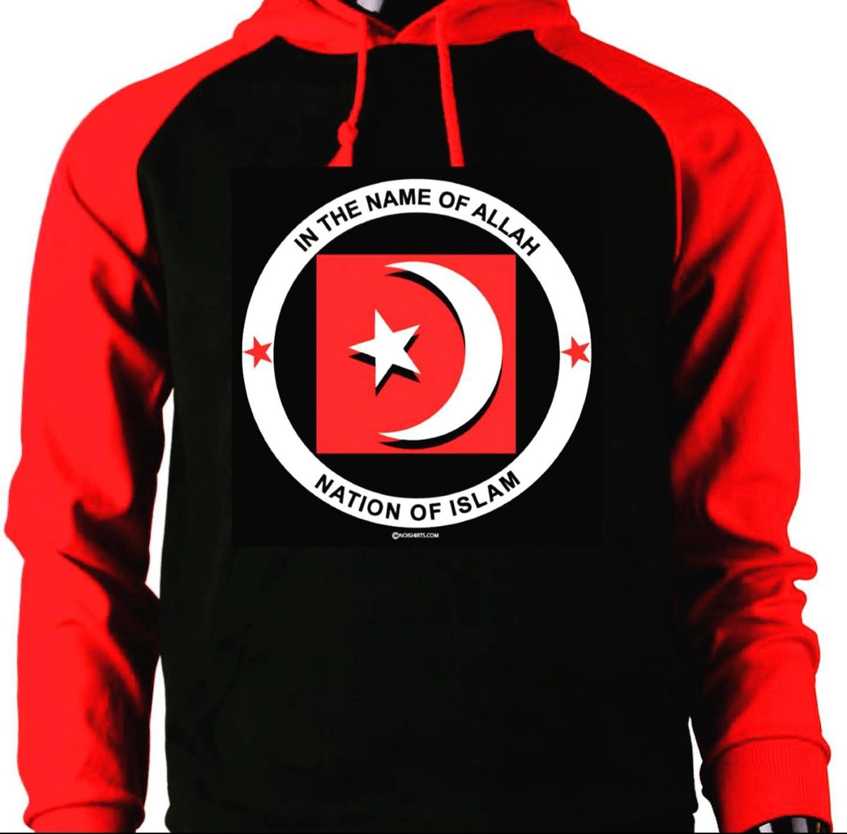 NOI Circle Logo Black hoodie Red Sleeves (Unisex)