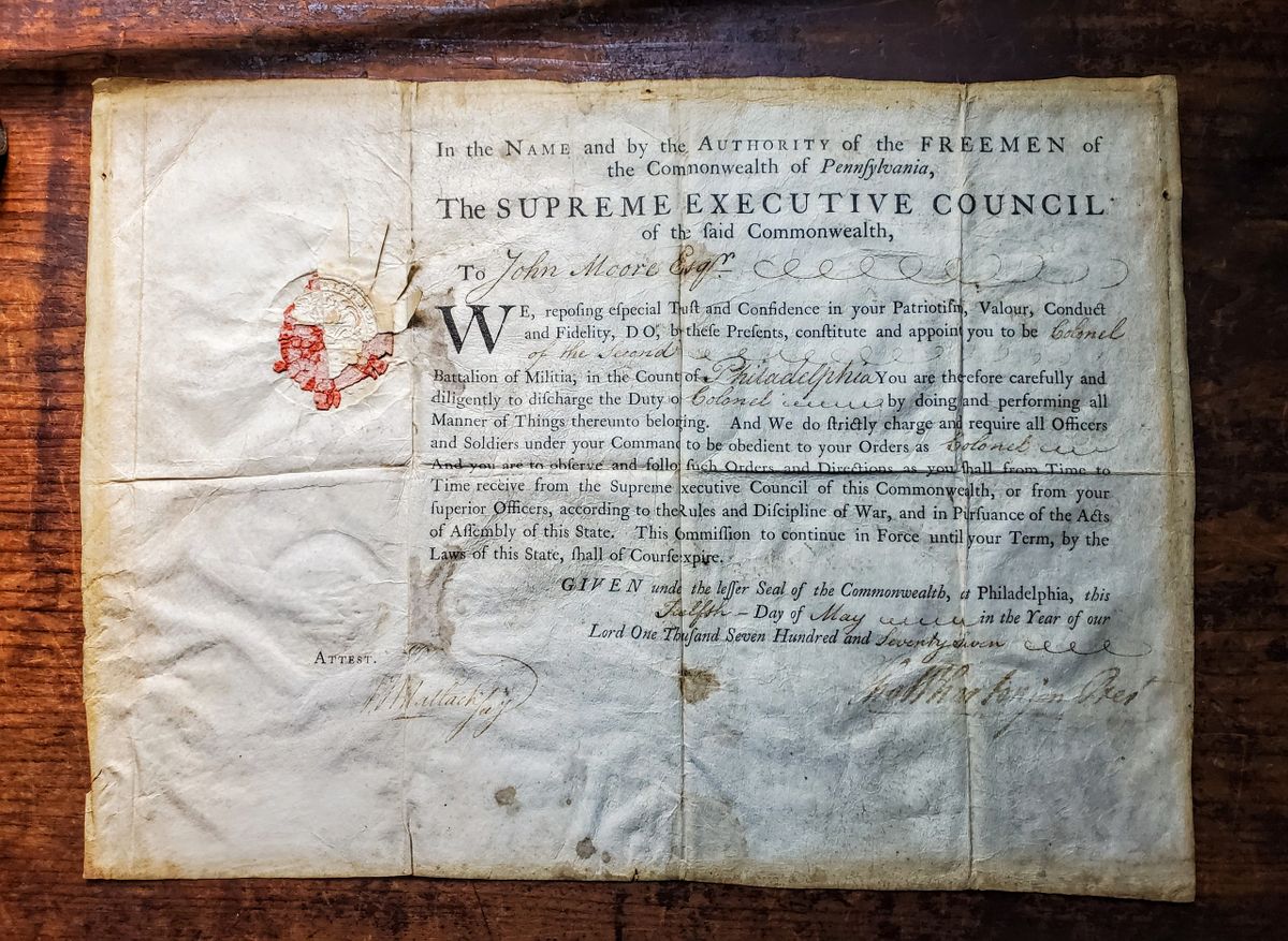 SOLD 1777 American Revolutionary War Pennsylvania military appointment ...