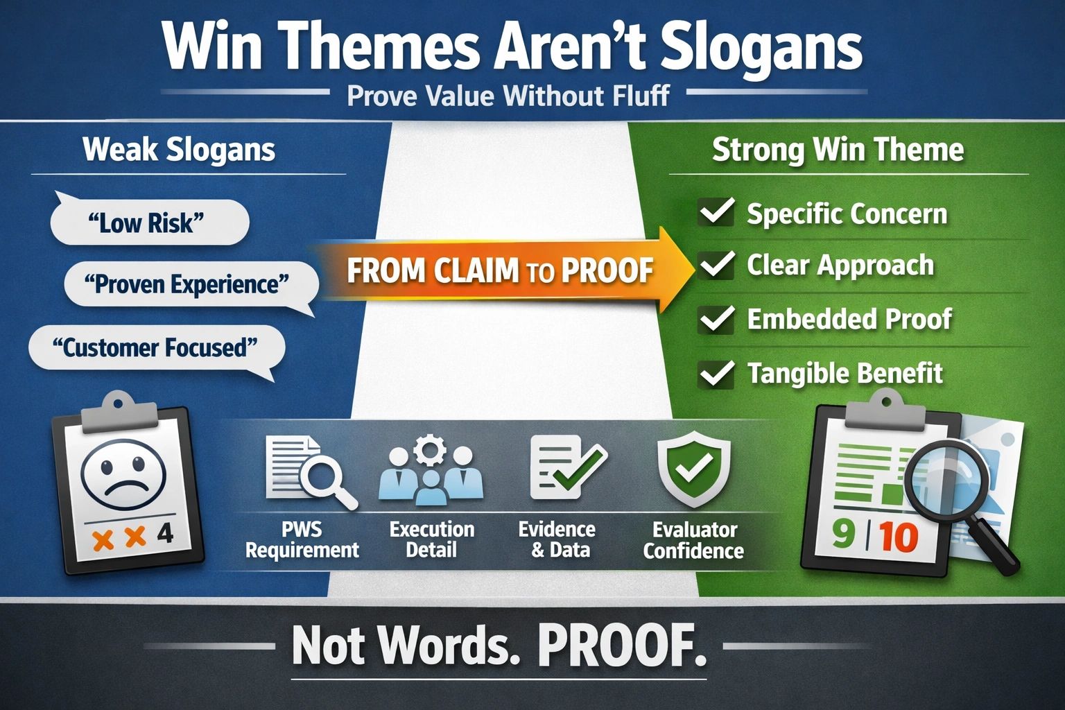 Win Themes Aren’t Slogans: How to Prove Value Without Fluff