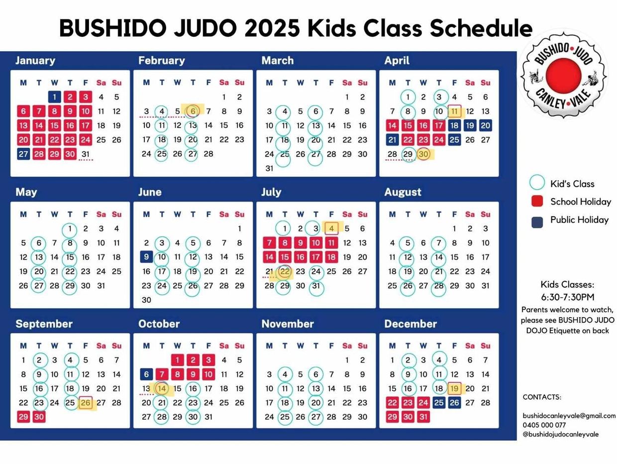Timetable & Classes | Bushido Judo Club Canley Vale