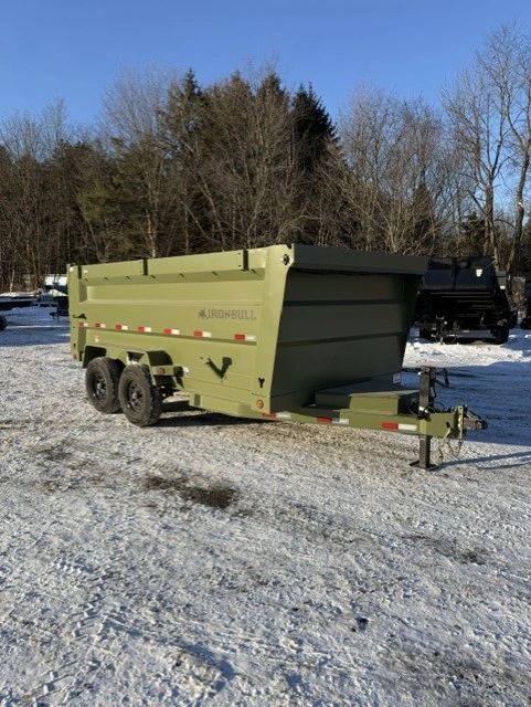 2026 Ironbull 83"x14FT Dump Trailer 4FT Sides 14,000lbs Army Green