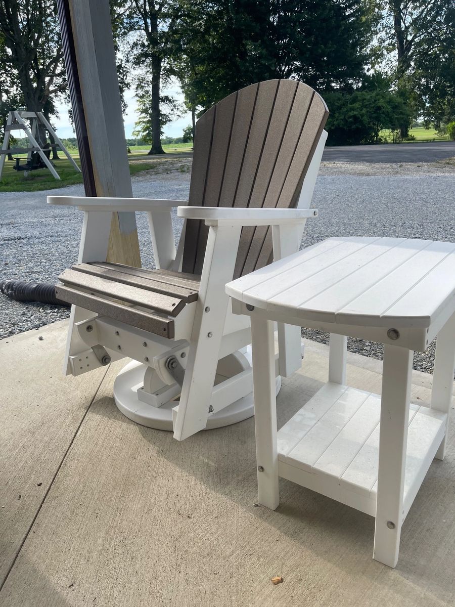 Adirondack Swivel Glider - White/Sand