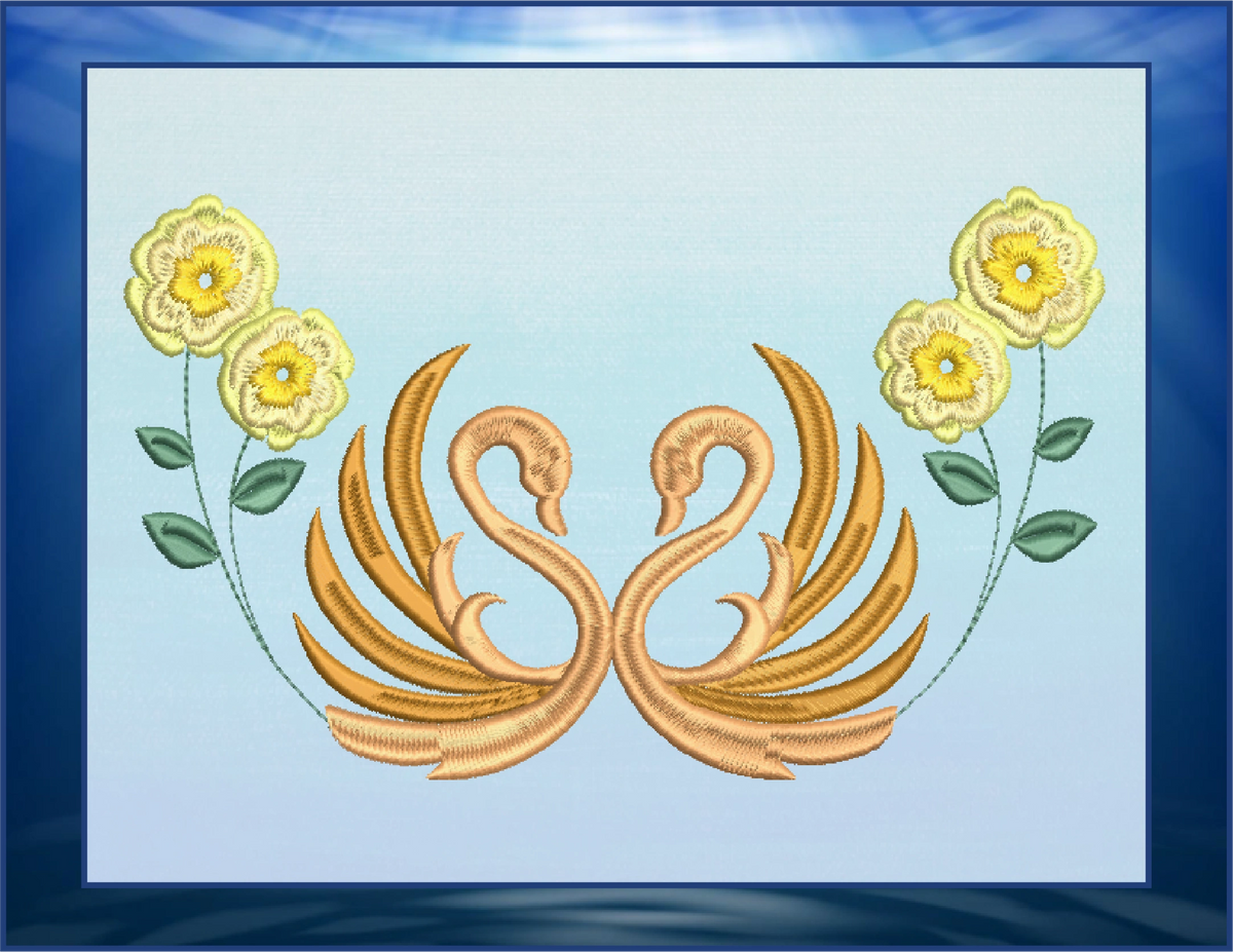 Swan Machine Embroidery Design, Fancy Floral Swans, Swan Machine ...
