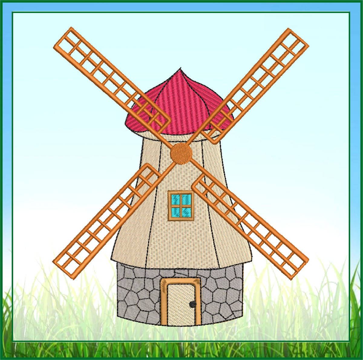 Windmill Machine Embroidery Design, Farm Windmill Embroidery, Dutch ...