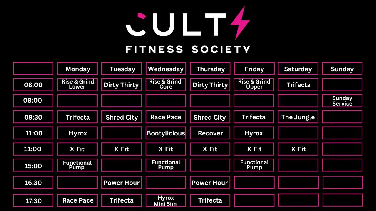 Schedule | The Cult Fitness Society