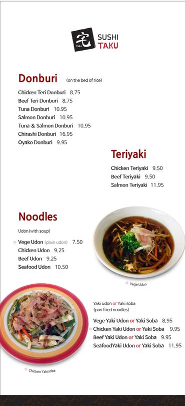 Menu | SUSHI TAKU