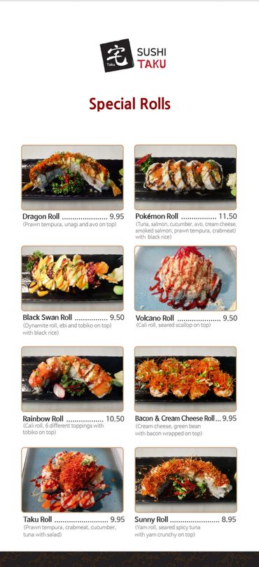 Menu | SUSHI TAKU