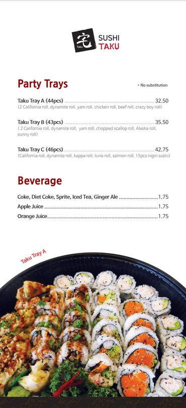 Menu | SUSHI TAKU
