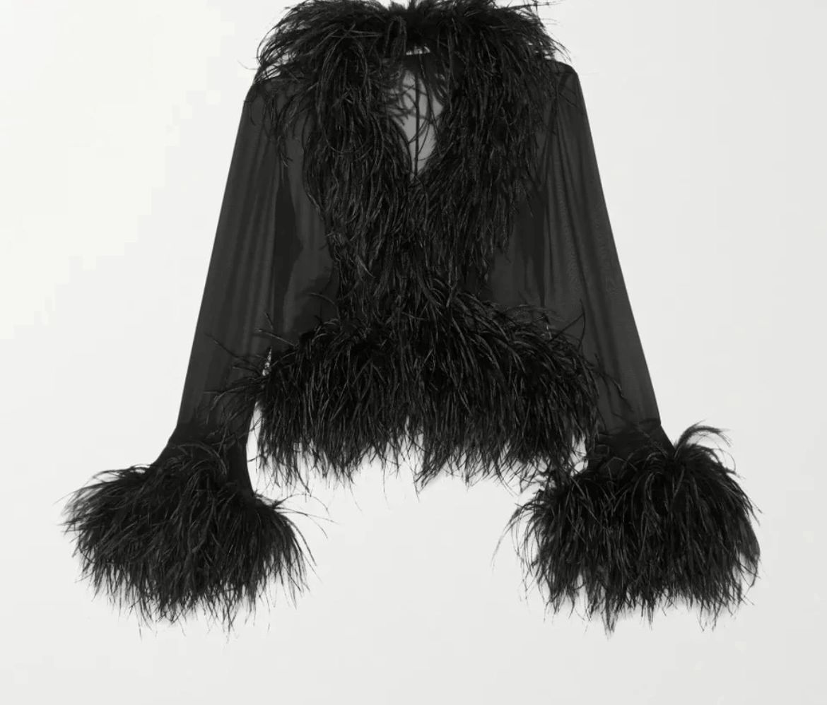Studio 54 Sheer Marabou Feather Top