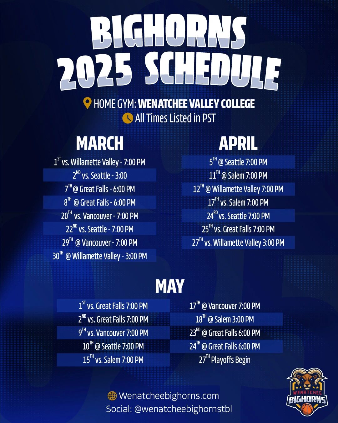 Bighorns 2025 TBL Season Schedule Released