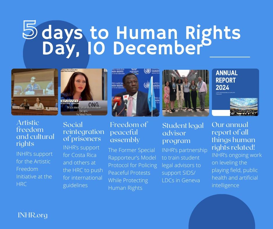Counting down to Human Rights Day 10 Dec! Overview of INHR's work