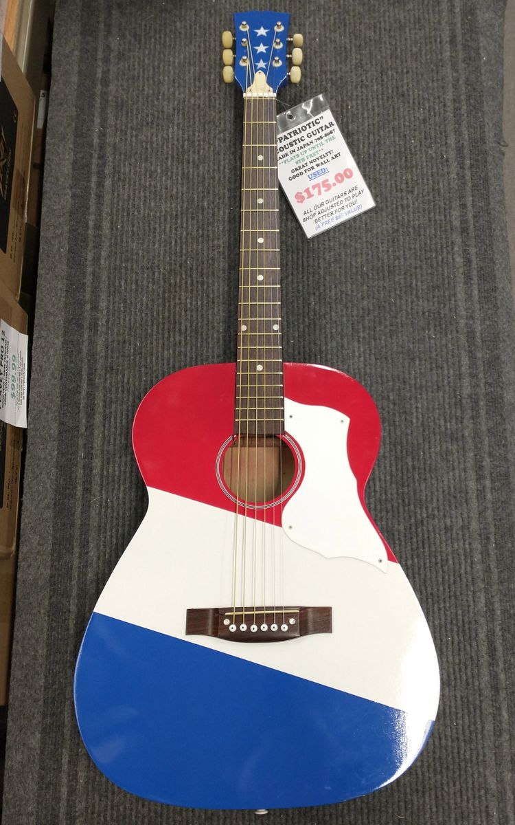 Patriotic American Flag Acoustic Guitar USED Professionally Set Up ...