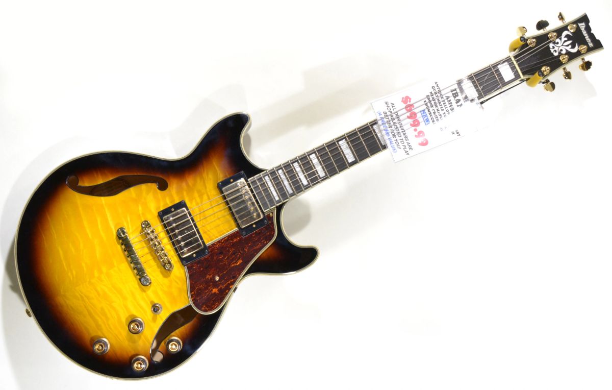 Ibanez AM93QM Semi Hollow Electric Guitar Antique Yellow Sunburst - Pro ...