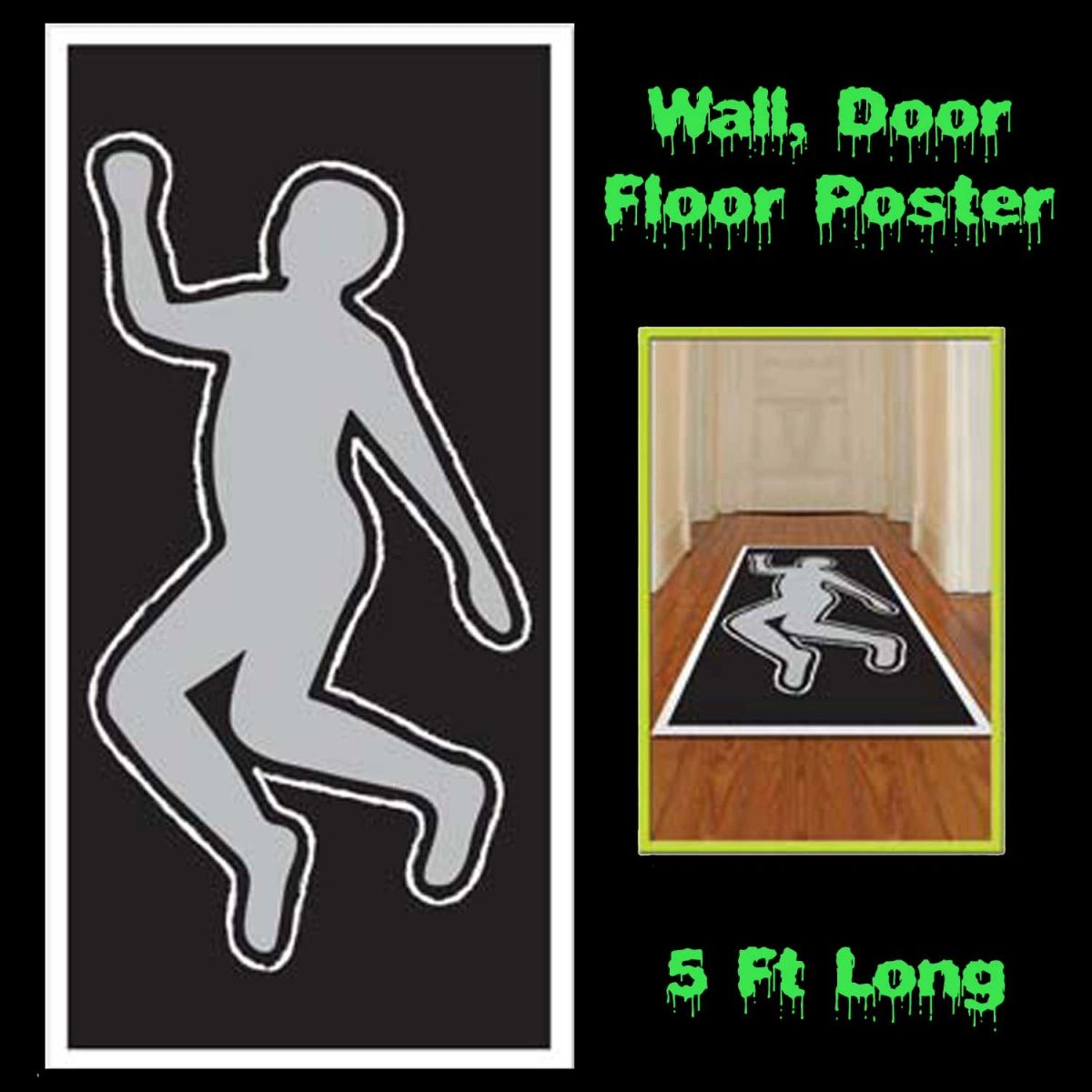 Murder Scene DEAD BODY SILHOUETTE Police Detective Theme Door Cover ...