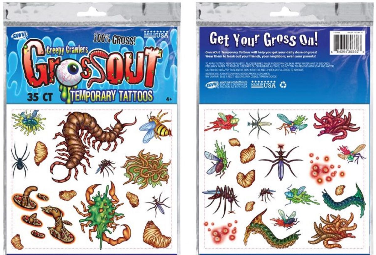 Realistic Gross Zombie-TEMPORARY FAKE TATTOOS-Punk Cosplay Costume-BUG ...