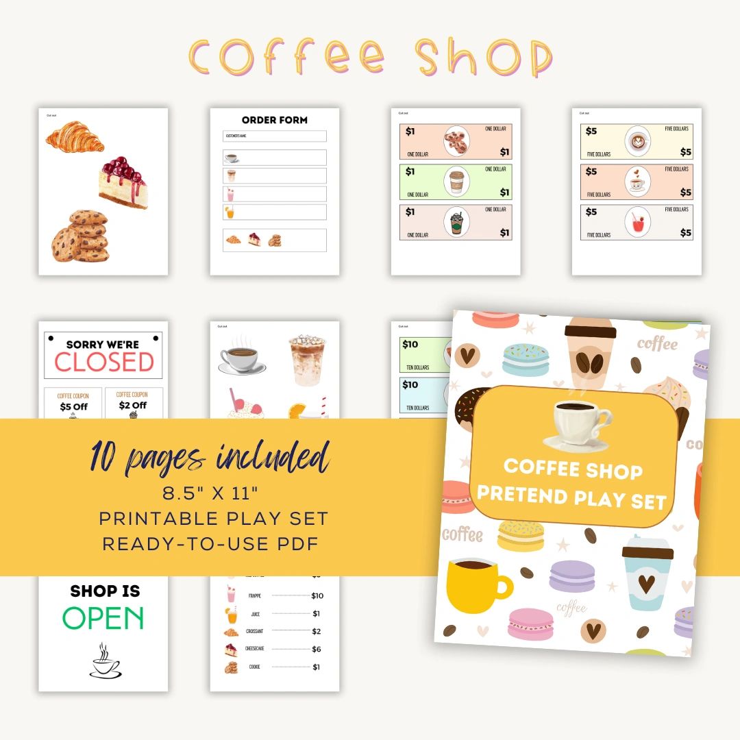 Coffee Shop - Printable Pretend Play Kit