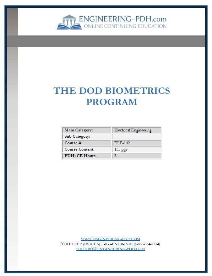 ELE-142 (8 Hrs) - The DOD Biometrics Program