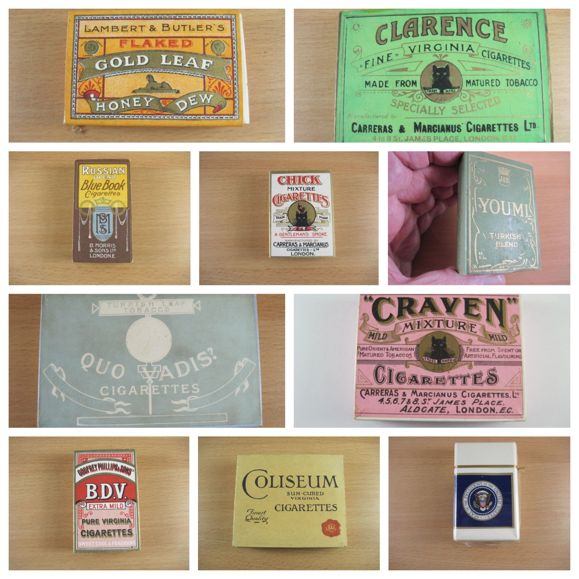 Early Cigarette Packets with Contents